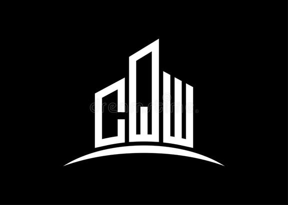Letter CQW Building Vector Monogram Logo Design Template. Building ...
