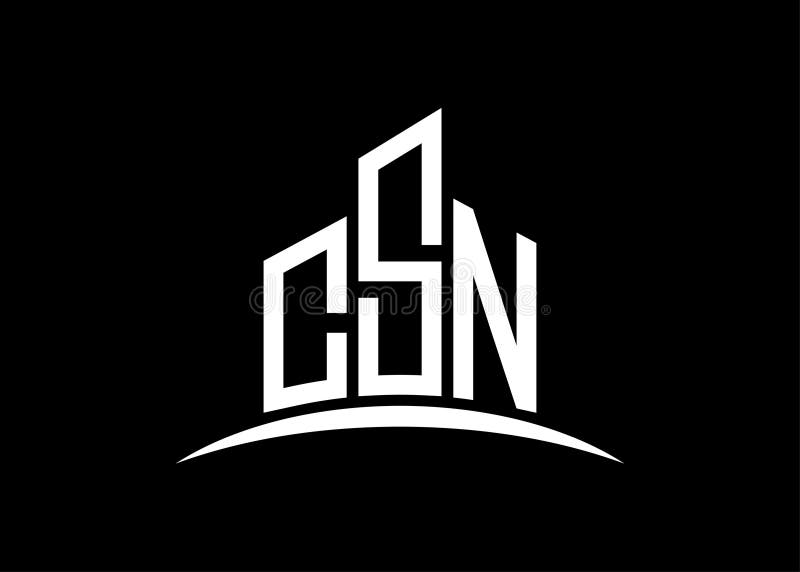 Letter CSN Building Vector Monogram Logo Design Template. Building ...
