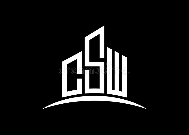 Letter CSW Building Vector Monogram Logo Design Template. Building ...