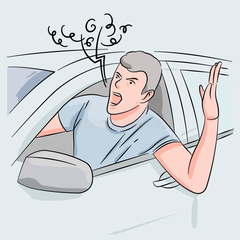 Man Driver Angry Shouting because of Traffic Stock Vector ...