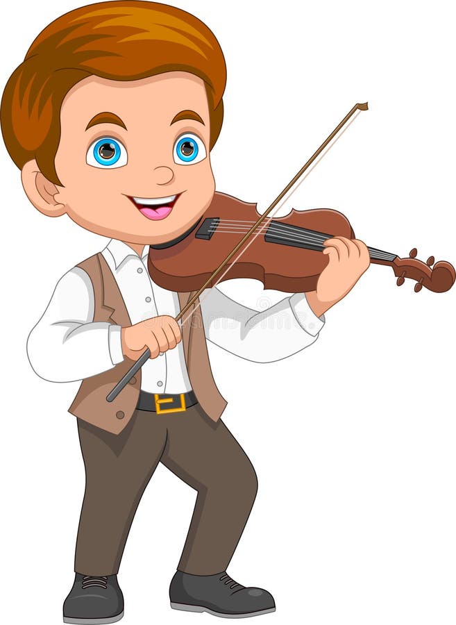 Boy playing violin cartoon stock vector. Illustration of instrument ...