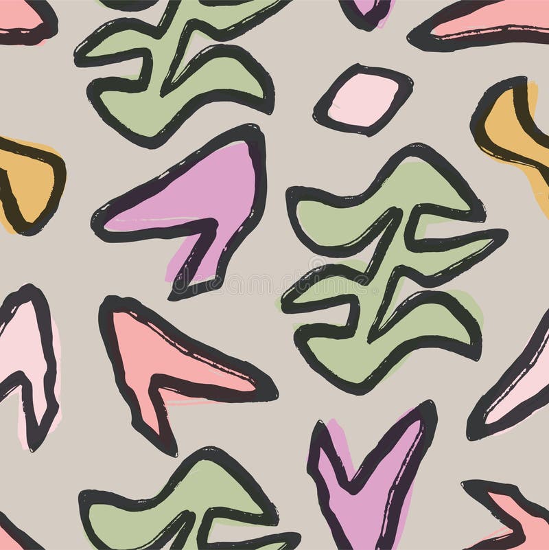 Vector Abstract Geometric Shape with Paint Texture Outline Seamless ...