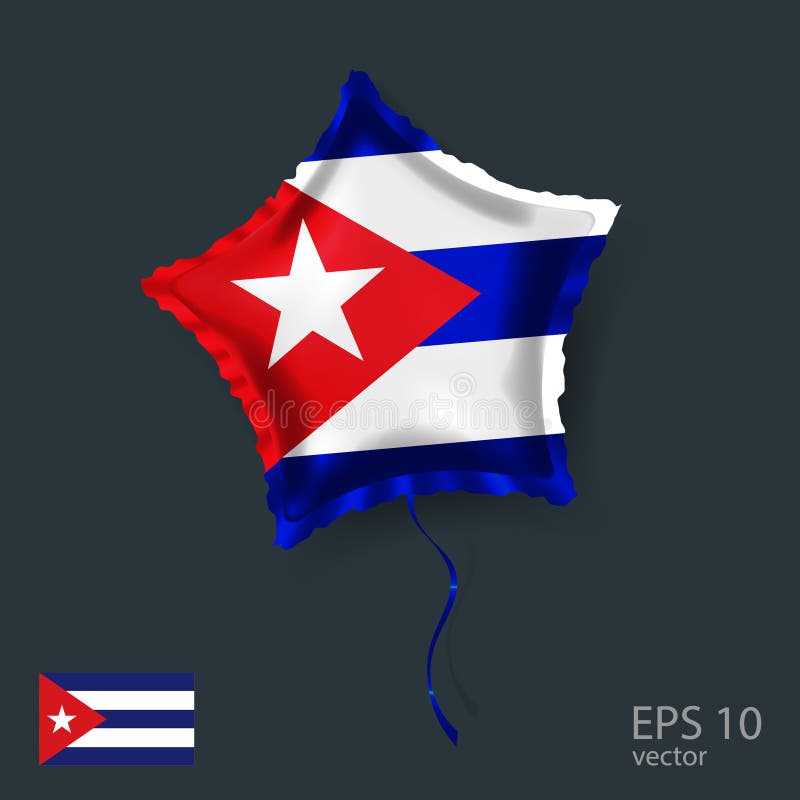 Celebration Vector Balloon with Flag of Cuba. Shiny Star Balloon.Web ...