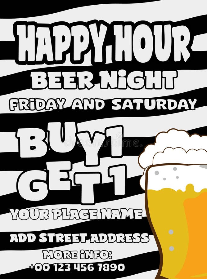 Happy Hour Beer Party Poster Flyer Social Media Post Design Stock ...