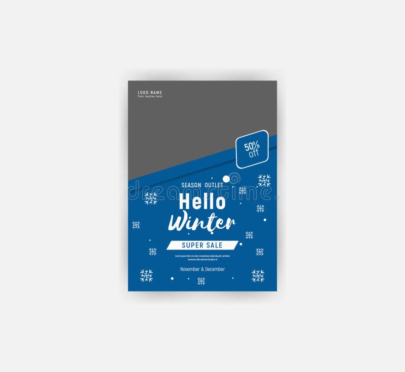 Vector Modern Flat Vertical Winter Sale Poster Template. Winter ...