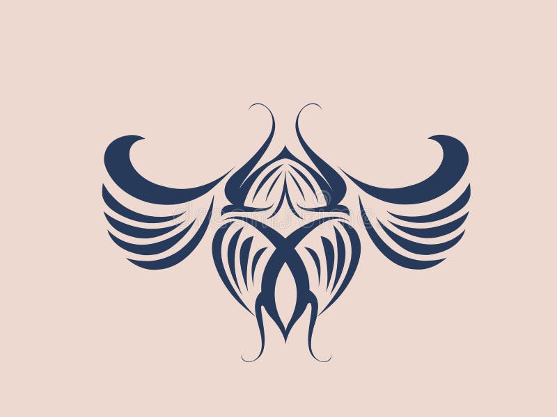 Scarab Beetle Icon. Flying Wings Bug. Ancient Insect Symbol. Stock ...