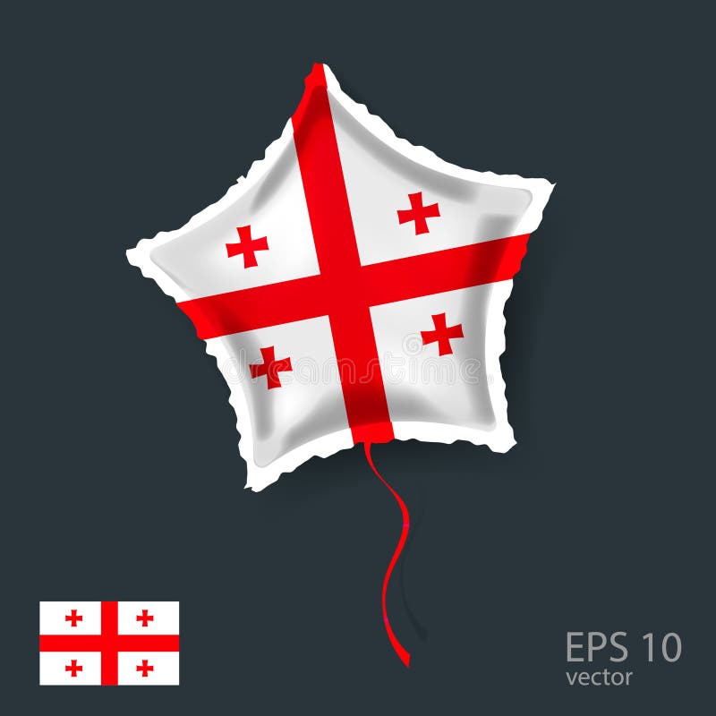 Celebration Vector Balloon with Flag of Georgia. Shiny Star Balloon.Web ...