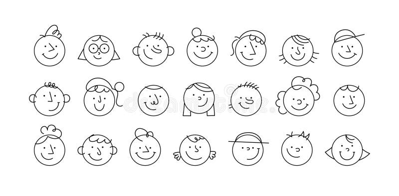 Cartoon Character Face Circle Avatar Illustration Set Stock Vector ...