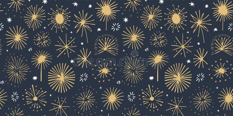 Hand Drawn Christmas Firework Seamless Pattern Stock Vector ...