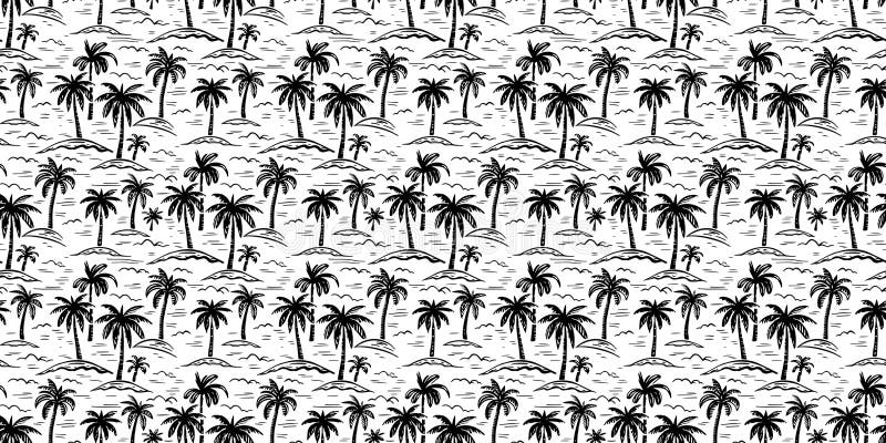 Hand Drawn Palm Tree Doodle Seamless Pattern Stock Vector ...