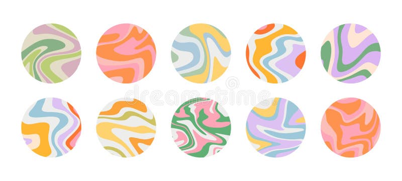 Colorful Retro Wavy Circle Background Collection Stock Vector ...