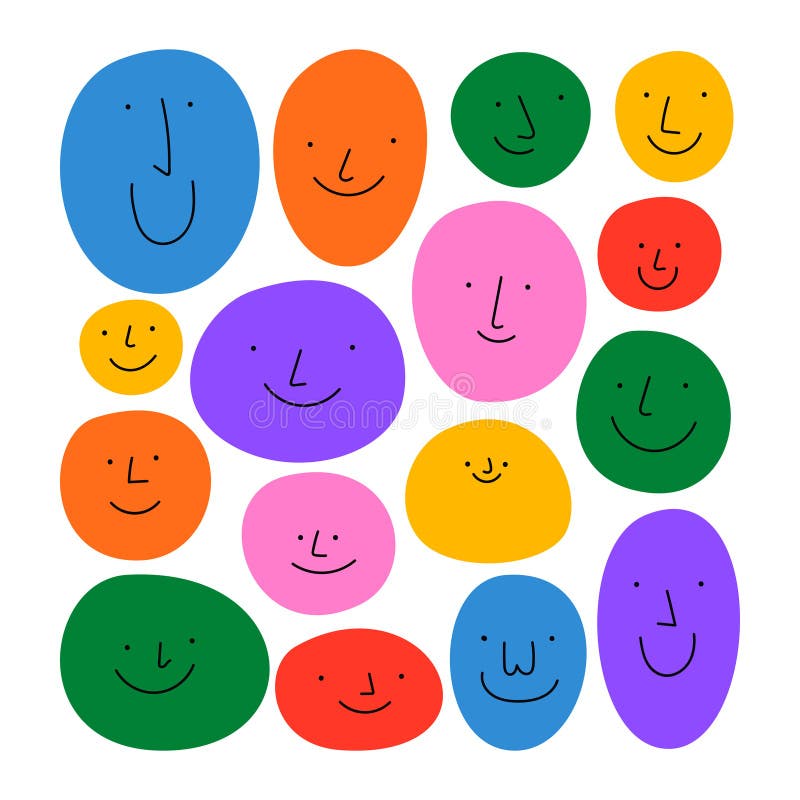 Colorful Cartoon Character Face Circle Avatar Illustration Stock Vector ...