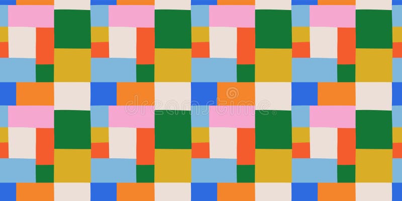 Colorful Hand Drawn Patchwork Cartoon Seamless Pattern Stock Vector ...