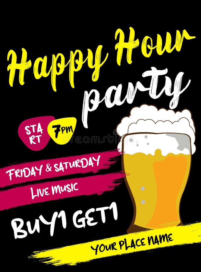 Happy Hour Night Poster Flyer Social Media Post Design Stock Vector ...