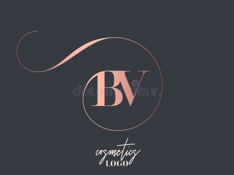 Premium Quality Uppercase BV Monogram, Decorative Swirl Serif Letter B ...
