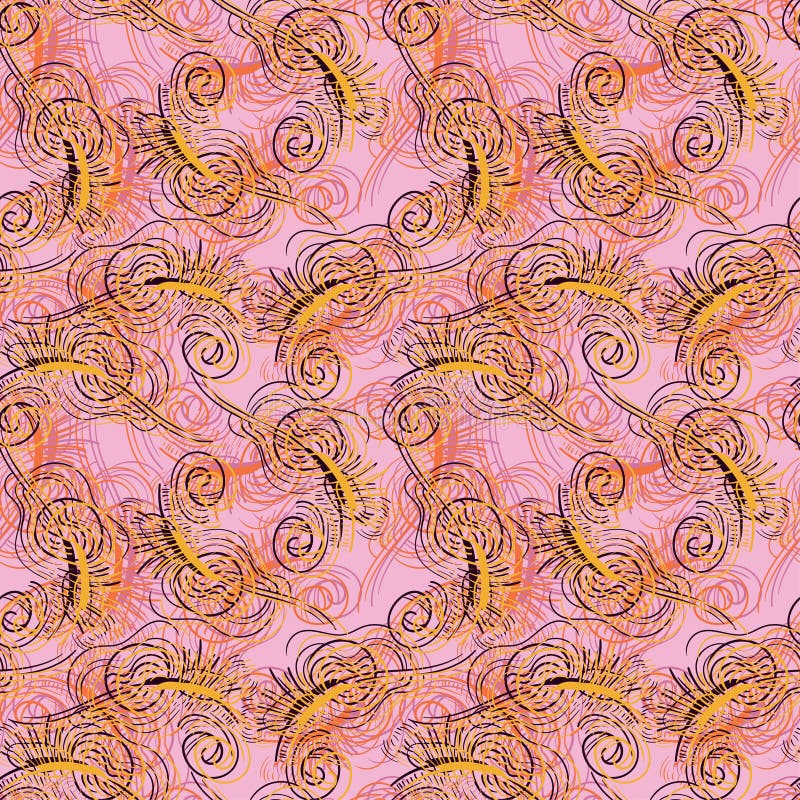 Seamless Ornament Artwork with Hand Drawn Cute Wave Patterns Stock ...