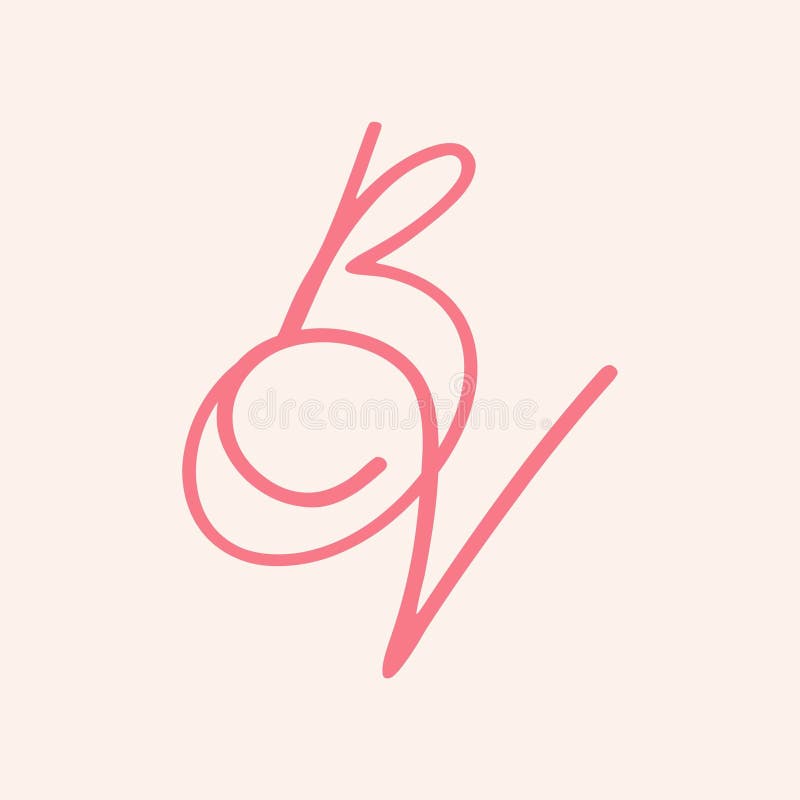 BV Monogram Logo Calligraphic Signature Icon. Decorative Mark. Stock ...