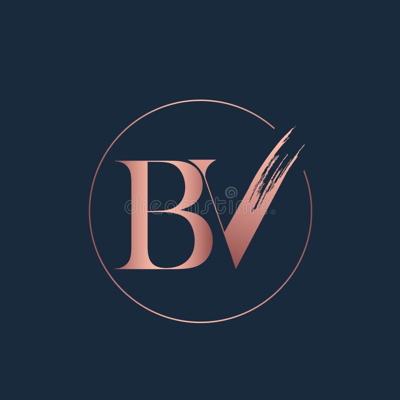 BV Monogram Logo Signature Icon. Elegant Alphabet Initials. Circle ...