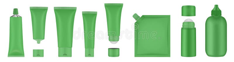 Set of Green Tubes and Bottles. Roller Ball Tube Stock Vector ...