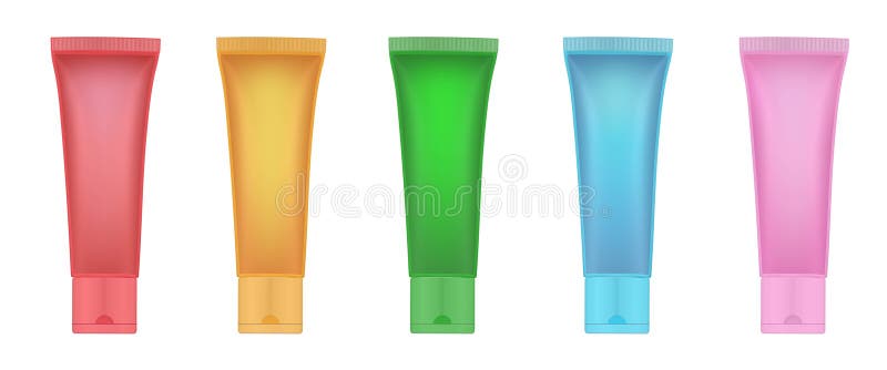 Set of Transparent Gel Tubes of Red, Blue, Green, Yellow, Pink and ...