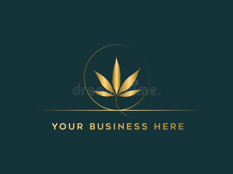 Cannabis Leaf Logo. Natural Hemp, Plant Element. Shiny Metallic Gold ...