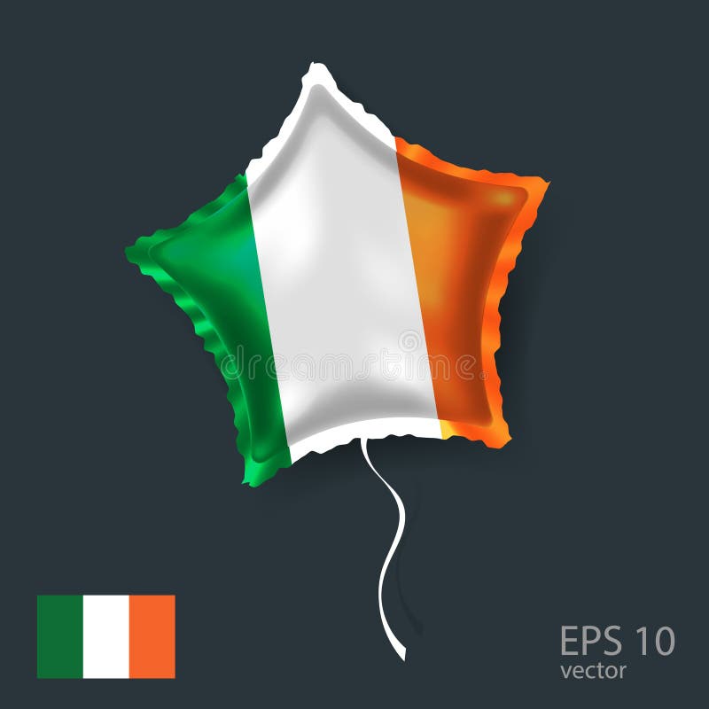 Celebration Vector Balloon with Flag of Irish. Shiny Star Balloon.Web ...