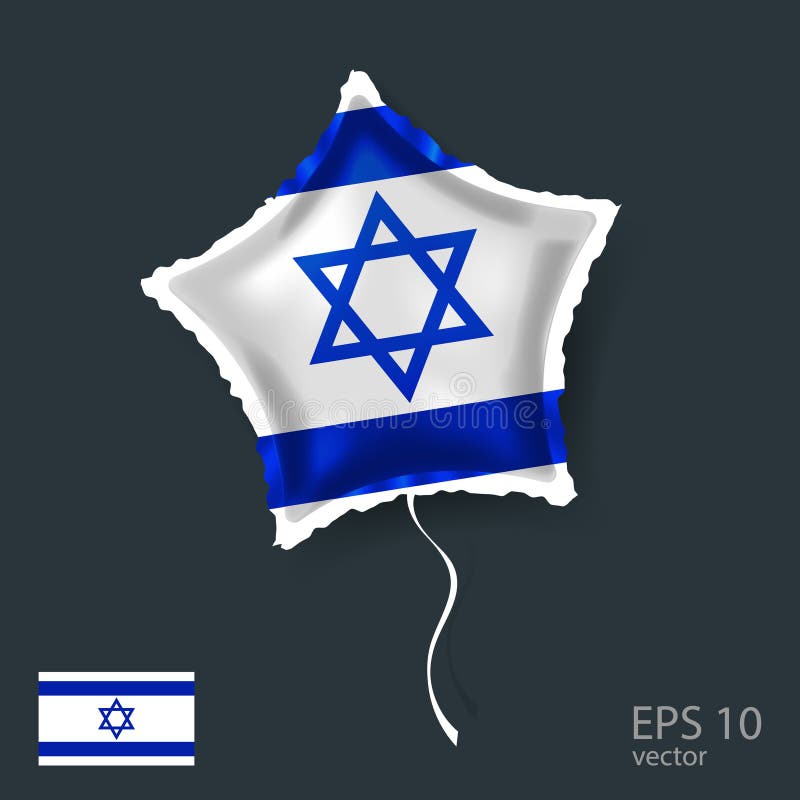 Celebration Vector Balloon with Flag of Israel. Shiny Star Balloon.Web ...