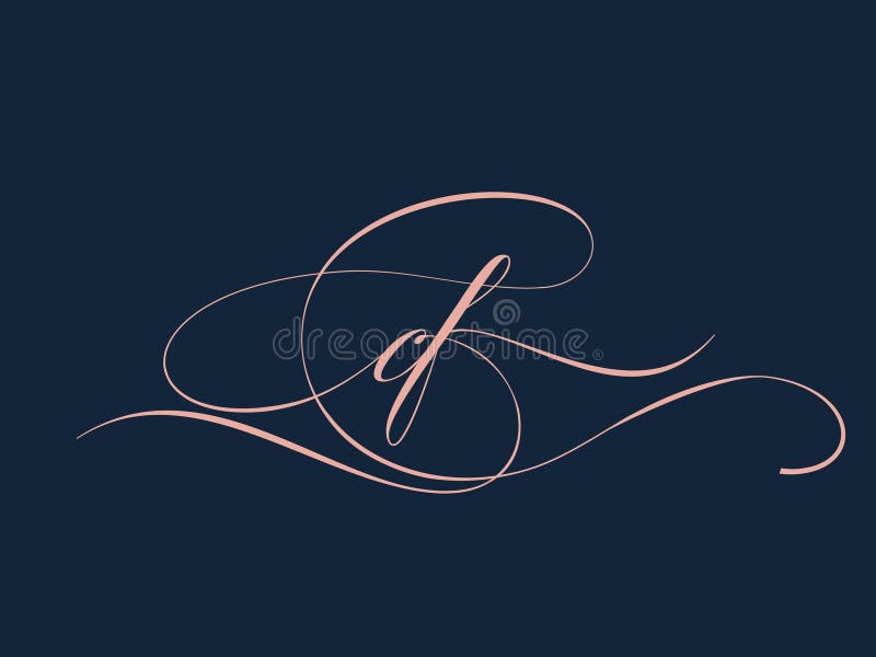 CF Monogram Logo Lowercase Calligraphic Signature Icon. Ornamental Line ...