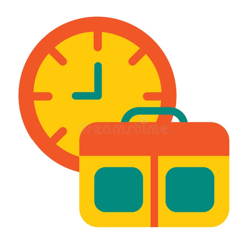 Clock Watch Time Bag Briefcase Work Vector Flat Icon Suitable for ...