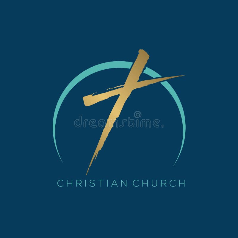 Cross Logo. Religious Symbol Shining in the Sky. Christian Sign. Stock ...