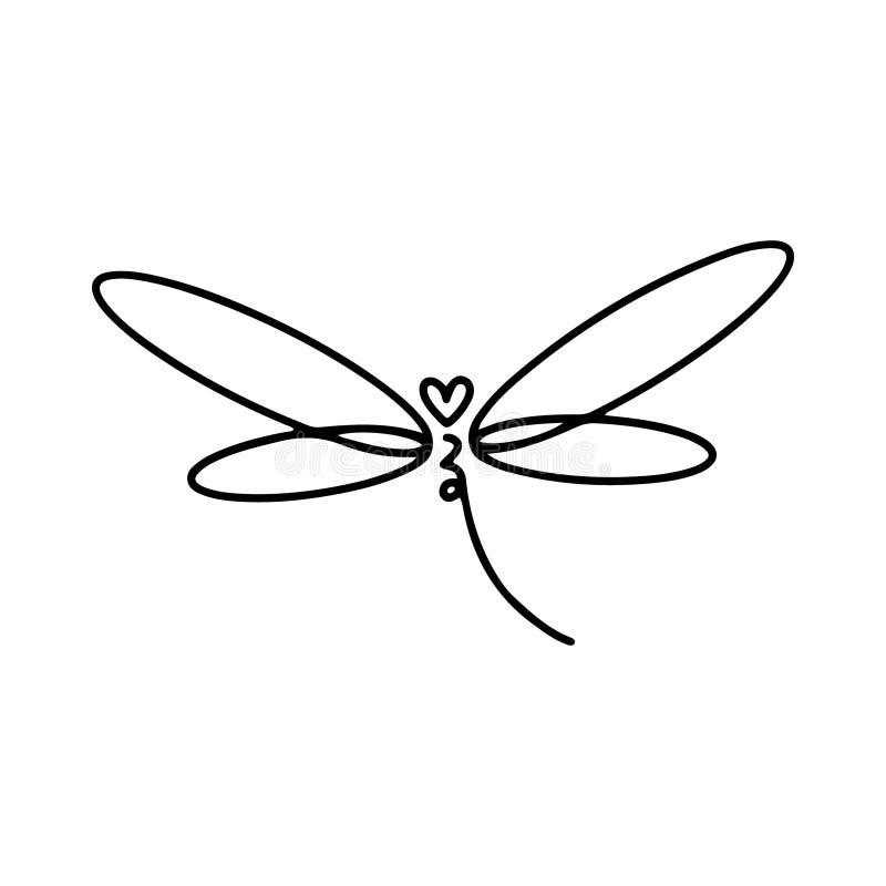 Dragonfly Line Art Doodle Illustration Stock Vector - Illustration of ...