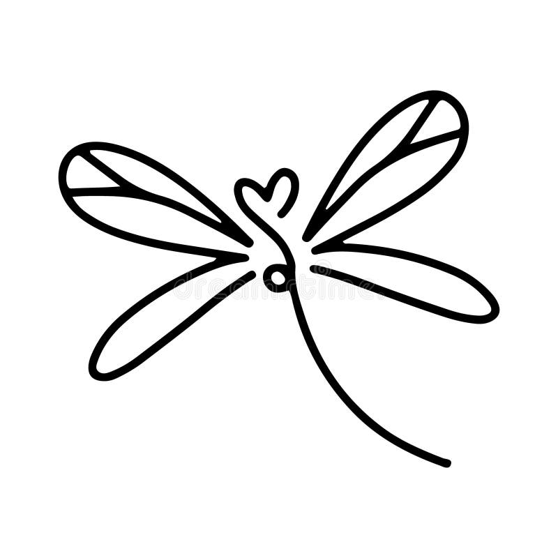 Dragonfly Line Art Doodle Illustration Stock Vector - Illustration of ...