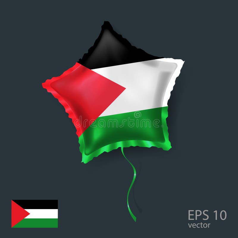 Celebration Vector Balloon with Flag of Palestine. Shiny Star Balloon ...