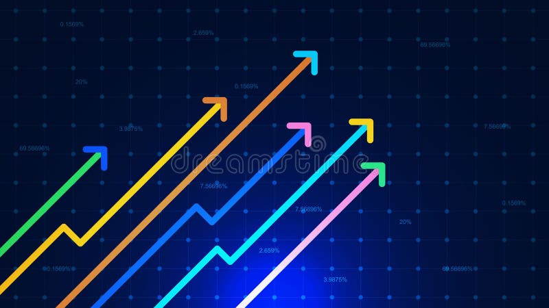 Multi Color Up Arrows with Grid. Business Growth Up, Increase Sales and ...