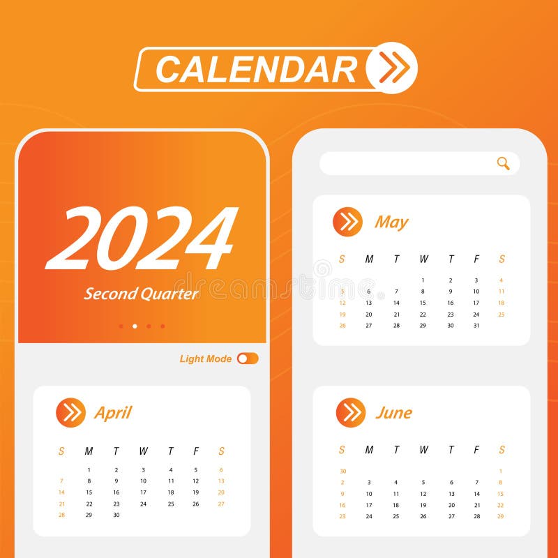 Second Quarter of 2024 Calendar Stock Vector - Illustration of june ...