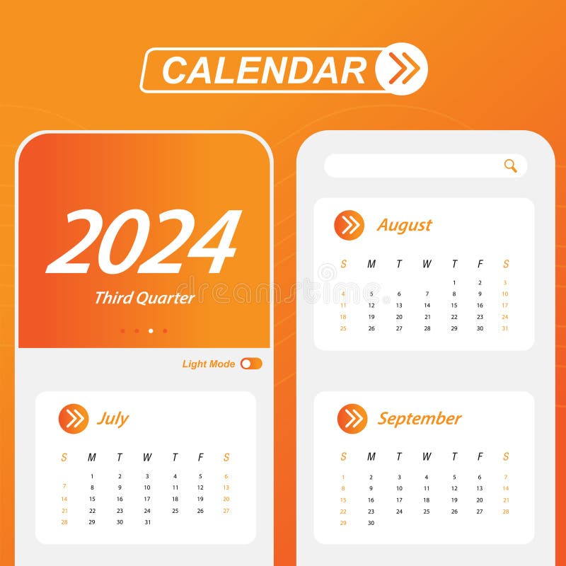 Third Quarter of 2024 Calendar Stock Vector - Illustration of design ...