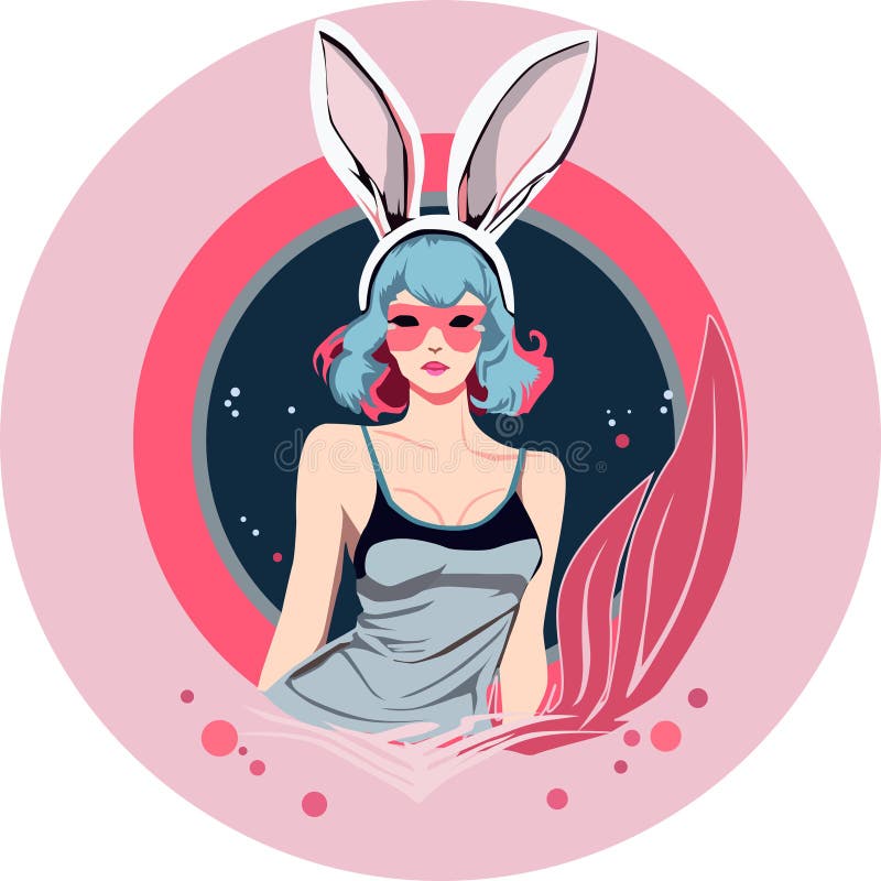 Easter Bunny Girl. Vector Illustration in Cartoon Style on Pink ...