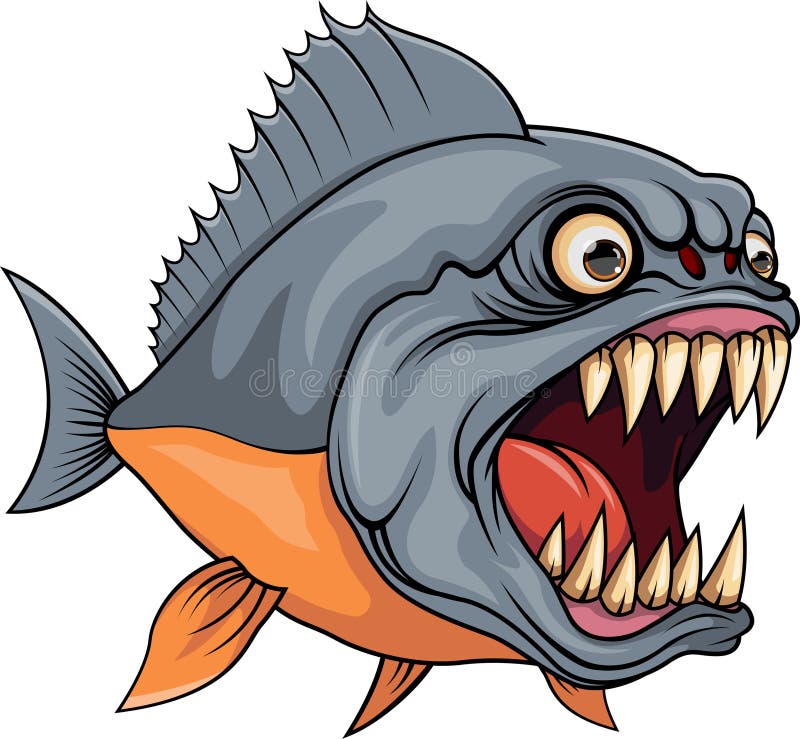 Angry Piranha cartoon stock vector. Illustration of cute - 301740318