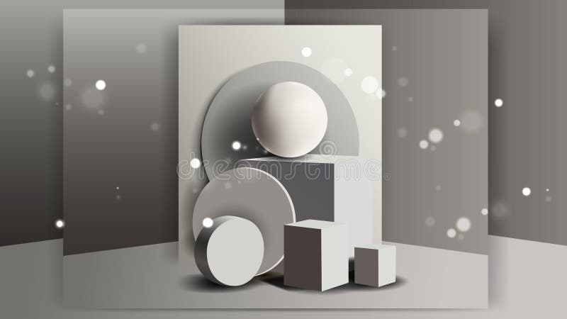 Abstract Gray Background with Geometric 3d Shapes. Minimalism. Stock ...