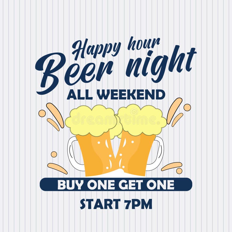 Happy Hour Beer Night Poster Flyer Social Media Post Design Stock ...