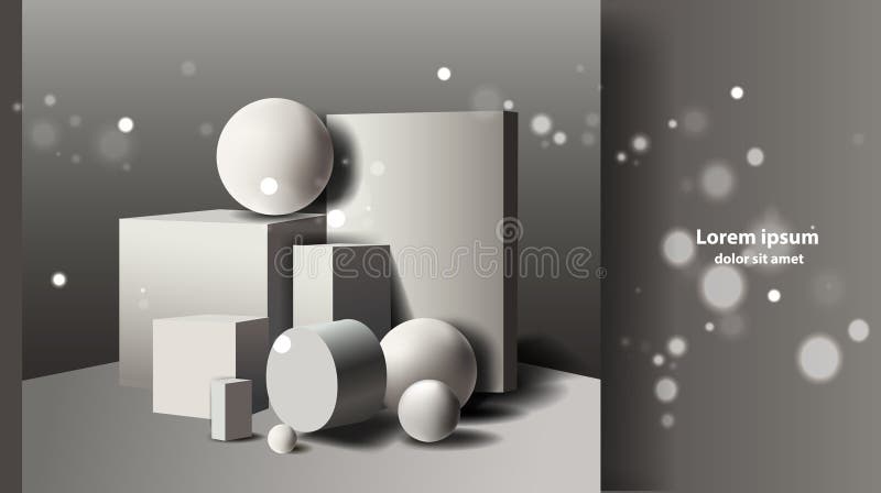 Abstract Gray Background with Geometric 3d Shapes. Minimalism. Stock ...