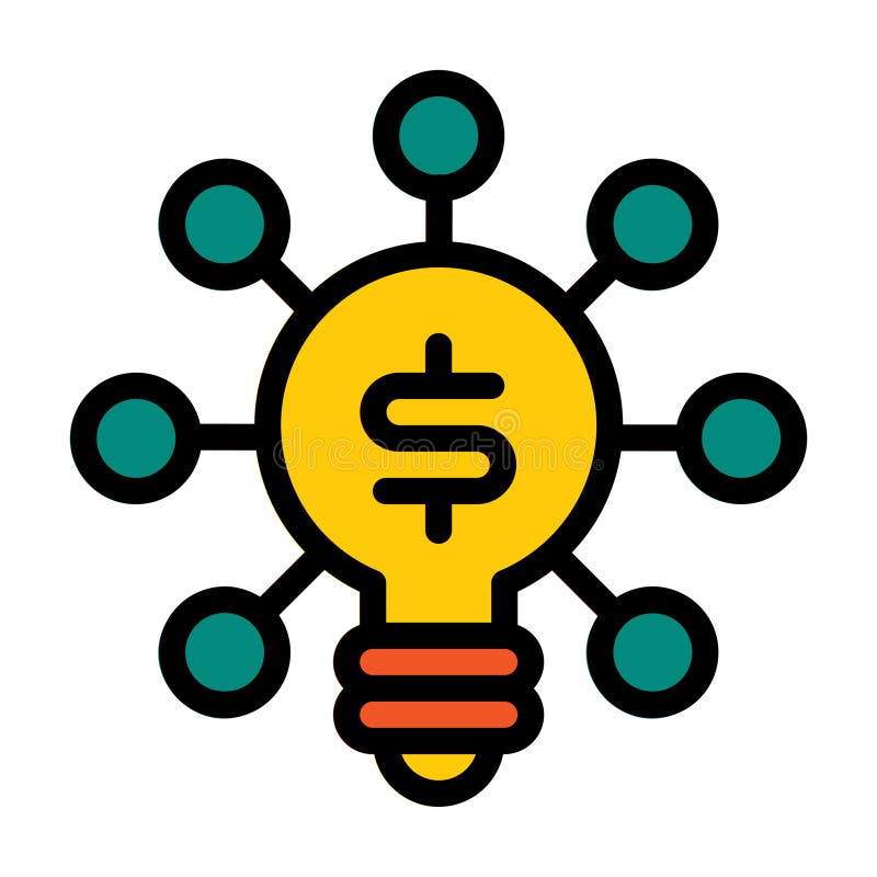 Lightbulb Lamp Idea Concept Strategy Vector Filled Line Icon Suitable ...