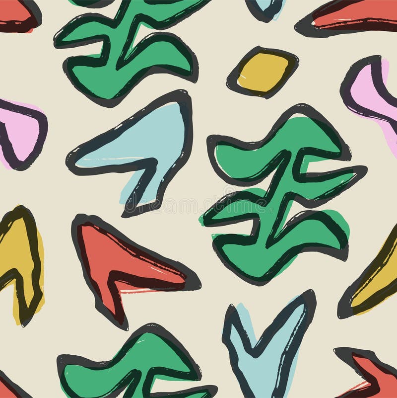 Vector Hand Drawing Doodle Nature Shapes Illustration Seamless Repeat ...