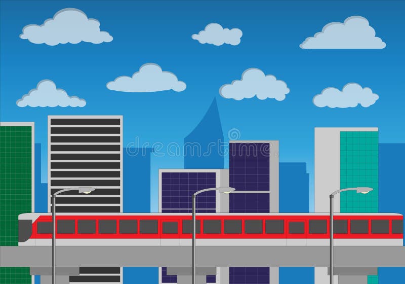 Light Rail Transit Llustration Stock Vector - Illustration of cityscape ...