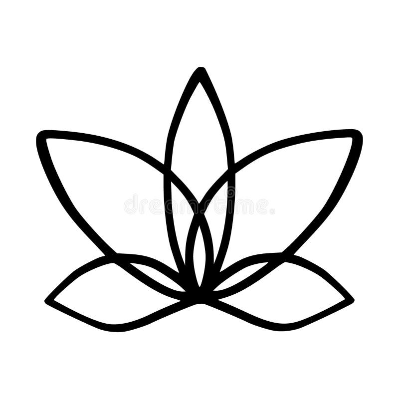 Simple Lotus Flower Line Drawing Outline Isolated in White Background ...