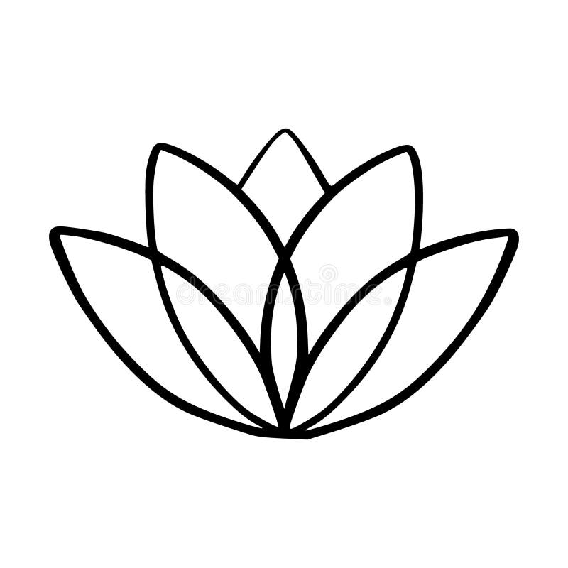 Simple Lotus Flower Line Drawing Outline Isolated in White Background ...