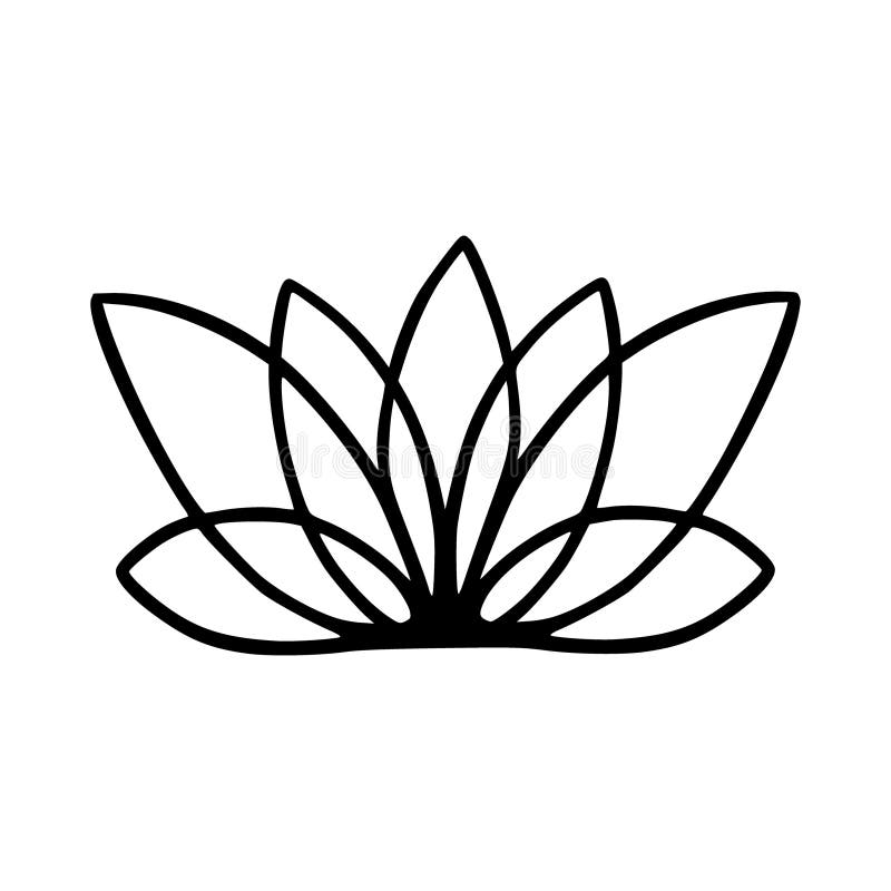 Simple Lotus Flower Line Drawing Outline Isolated in White Background ...