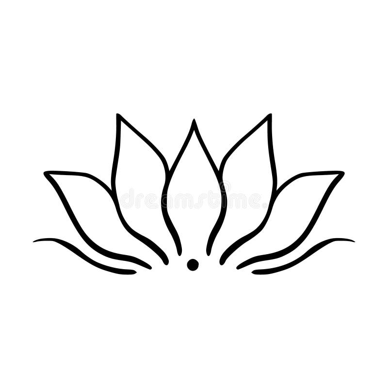 Simple Lotus Flower Line Drawing Outline Isolated in White Background ...