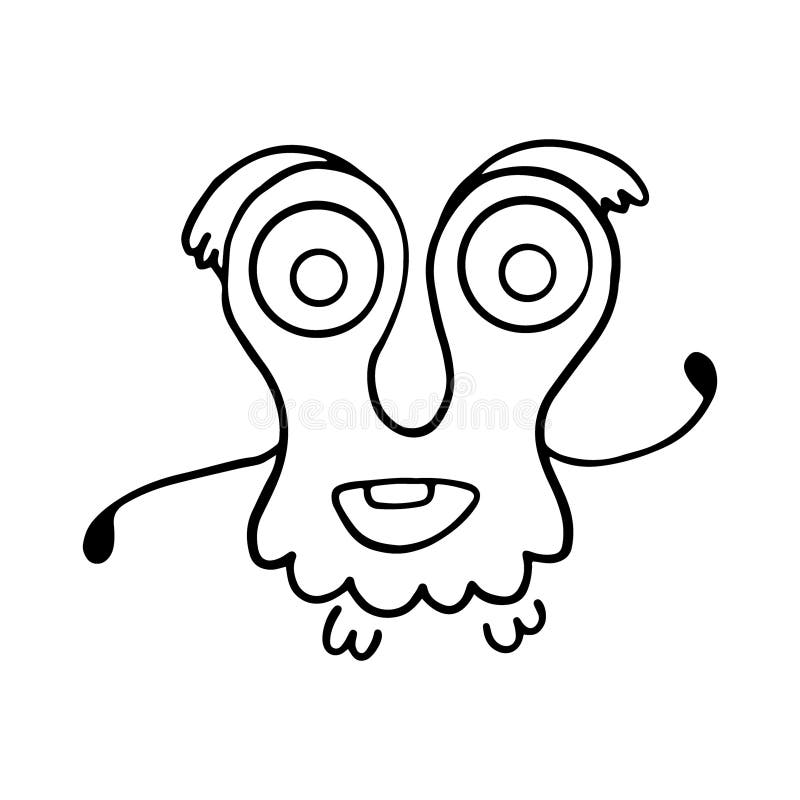 Cute and Funny Monster Outline Cartoon for Coloring Book Stock Vector ...