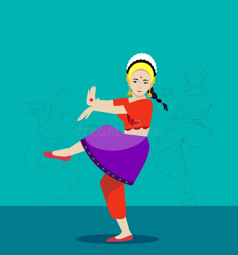 Woman Dancer in National Indian Cloth Dancing Bharatanatyam Folk Dance ...
